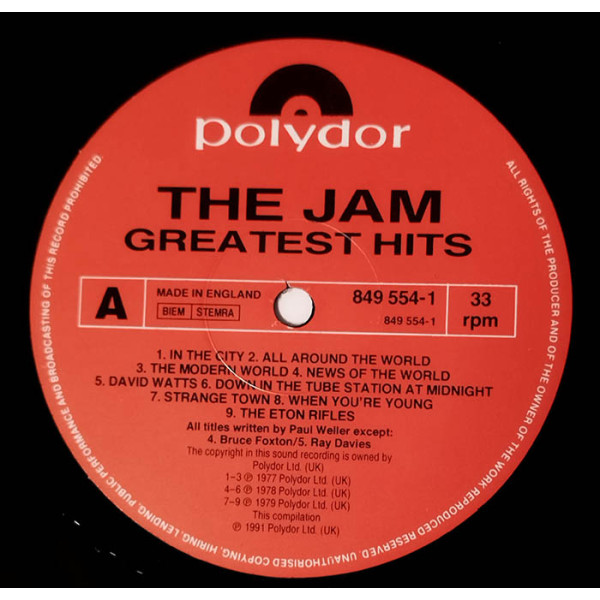 The Jam - Greatest Hits 1991 UK 1st Pressing Vinyl LP ***READY TO SHIP ...