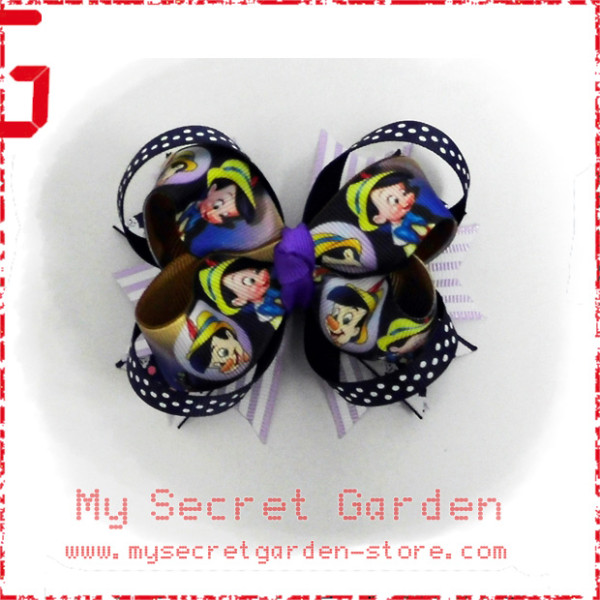 Pinocchio Grosgrain Ribbon Girls 4" Boutique Bow Hair Bows ( Hair Clip ...